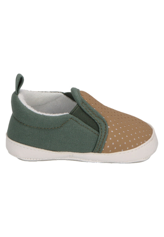 Baby shoe made of synthetic leather and canvas in color mix ...